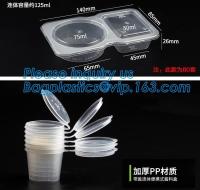 China 4oz 140ml Biodegradable PLA Sauce Cup with Hinged Lid Airtight Takeaway Food Container for sale