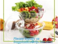 China 1250ml Clear Round Disposable PET Plastic Fruit Salad Bowl with Lid 1250ml Capacity for sale