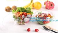 China 1250ml Clear Round Disposable PET Plastic Fruit Salad Bowl with Lid 1250ml Capacity for sale