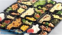 China Custom Food Plastic Tray 24oz 179x62mm PET Salad Bowl with Leakproof Lid for sale