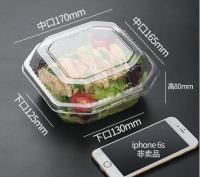 China Disposable Plastic Salad Bowl with Lid 800ml Food Grade PP Microwave Safe Clear Container for sale