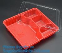 China clear blister clamshell plastic raspberry containers,lunch box 4 compartment PP Blister pack Food Containers Disposable for sale