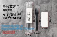 China FDA Aviation Heavyweight Disposable Clear Plastic Cutlery Set 16.5cm Fork Knife Spoon with Napkin 7in1 for sale