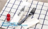 China FDA Aviation Heavyweight Disposable Clear Plastic Cutlery Set 16.5cm Fork Knife Spoon with Napkin 7in1 for sale