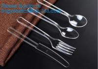 China Heavyweight Disposable Plastic Cutlery Set 300 Pieces 16.5cm PP Forks Spoons Knives for sale