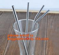 China Bulk 6mm x 215mm Food Grade 304 Stainless Steel Drinking Straws Bent and Straight for sale