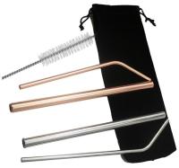 China Eco Friendly Reusable Stainless Steel Drinking Straw Set 6mm 215mm with Cleaning Brush for sale