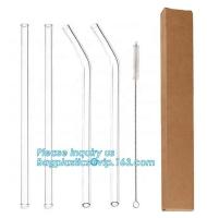 China FDA Borosilicate Glass Drinking Straws 215mm 6mm Reusable Clear Colored Straws for Smoothies for sale