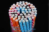 China Custom Printed Biodegradable Paper Straws 6mm x 197mm Eco Friendly Kraft Polka Dot Striped for sale