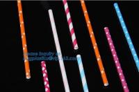 China Custom Printed Biodegradable Paper Straws 6mm x 197mm Eco Friendly Kraft Polka Dot Striped for sale