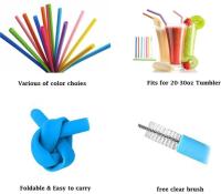 China Eco Friendly Collapsible Silicone Drinking Cup with Reusable Straw 11x200mm FDA Certified for sale