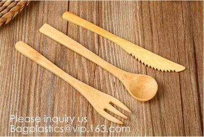China Biodegradable Natural Bamboo Cutlery Set 16.5cm Disposable Wooden Spoon Fork Knife Eco Friendly Bulk for sale