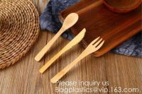 China Biodegradable Natural Bamboo Cutlery Set 16.5cm Disposable Wooden Spoon Fork Knife Eco Friendly Bulk for sale