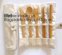 China Eco Friendly 5 Piece Bamboo Disposable Cutlery Set 18cm Fork Knife Spoon Straw Chopsticks Travel for sale