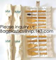 China Eco Friendly 5 Piece Bamboo Disposable Cutlery Set 18cm Fork Knife Spoon Straw Chopsticks Travel for sale