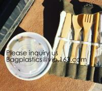 China Eco Friendly 5 Piece Bamboo Disposable Cutlery Set 18cm Fork Knife Spoon Straw Chopsticks Travel for sale
