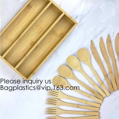 China 12 Piece Reusable Bamboo Flatware Set with Portable Storage Case 18cm Cutlery for sale