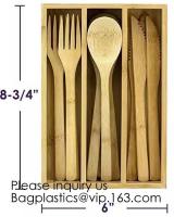 China 12 Piece Reusable Bamboo Flatware Set with Portable Storage Case 18cm Cutlery for sale