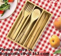 China 12 Piece Reusable Bamboo Flatware Set with Portable Storage Case 18cm Cutlery for sale