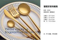 China Stainless Steel 304 Cutlery Set 4 Piece Rose Gold Copper Coating Flatware Matte Polish for sale
