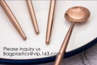 China Stainless Steel 304 Cutlery Set 4 Piece Rose Gold Copper Coating Flatware Matte Polish for sale