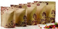 China Custom Biodegradable Kraft Paper Bag with Zipper Eight Side Sealed 100g 250g 500g 1kg Food Grade Eco Friendly for sale
