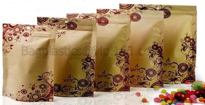 China Custom Biodegradable Kraft Paper Bag with Zipper Eight Side Sealed 100g 250g 500g 1kg Food Grade Eco Friendly for sale