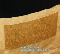 China Custom Printed Clear Window Bread Plastic Bag 50gsm Kraft Paper Eco Friendly Food Grade 125x240x70mm for sale