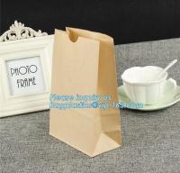 China Custom Printed Kraft Paper Bread Bag with Handle 50gsm Food Grade Eco Friendly Packaging for sale