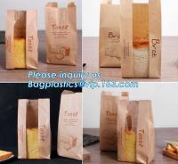 China Custom Kraft Paper Bread Bag with Window 125x240x70mm Food Grade Recyclable Packaging for sale