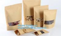 China Custom Printed Kraft Paper Bread Bags with Ziplock 125x240x70mm Food Grade Packaging for sale