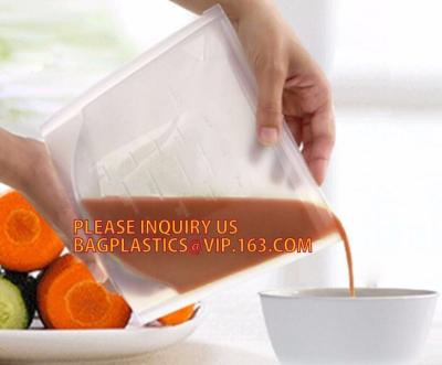 China Reusable Silicone Food Storage Bags 23.5x18x19cm Airtight Freezer Safe Zip Lock Bags for Fresh Vegetables for sale