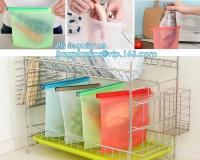 China Reusable Silicone Food Storage Bag 1000ml Airtight Seal Leakproof BPA Free Custom Logo Zip Lock for sale
