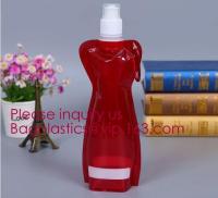 China Custom Logo Printed BPA Free Collapsible Water Bottle 16oz Foldable Plastic Drinking Bag for Outdoor Travel for sale