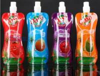 China Custom Logo Printed 16oz BPA Free Collapsible Water Bottle Foldable Drinking Bag for Outdoor Travel for sale