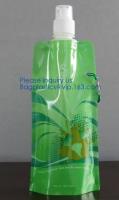 China Custom Logo BPA Free Foldable Plastic Water Bottle Bag 480ml Collapsible Reusable Drinking Pouch for sale