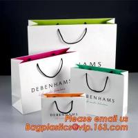 China Customized Printed Shopping Paper Bag 250gsm Ivory Board with Ribbon Handle 24.5x12.5x31.5cm for sale