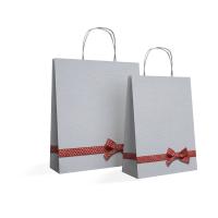China Custom Printed Recyclable Luxury Paper Shopping Bag with Ribbon Handle 250gsm for sale