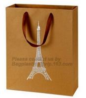 China Customized Black Printed Luxury Gift Paper Shopping Bag 250gsm Ivory Board with Ribbon Handle for sale