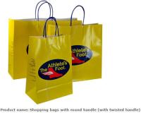 China Custom Printed White Kraft Paper Shopping Bags with Paper String Handles 250gsm for sale