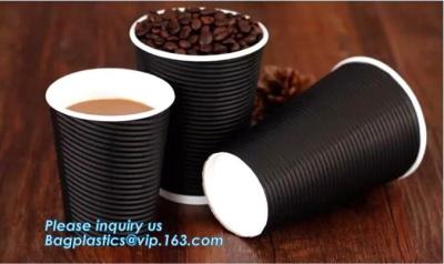China Custom Logo Printed Disposable Paper Coffee Cups 4oz to 16oz Ripple Wall Hot Cups for sale