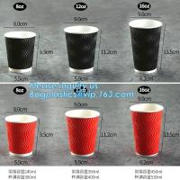 China Custom Disposable Striped Ripple Wall Paper Coffee Cups 4oz to 12oz with Lids for sale