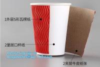 China Custom Disposable Striped Ripple Wall Paper Coffee Cups 4oz to 12oz with Lids for sale