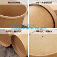 China Eco Friendly Kraft Paper Disposable Soup Cup 8oz to 32oz with Paper Flat Lid for sale