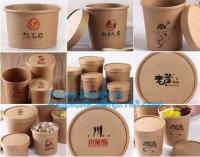 China Eco Friendly Kraft Paper Disposable Soup Cup 8oz to 32oz with Paper Flat Lid for sale