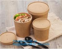 China Eco Friendly Kraft Paper Disposable Soup Cup 8oz to 32oz with Paper Flat Lid for sale