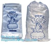 China LDPE Ice Bags on Roll 2.25 Mil Thick Drawstring Freezer Bags for 20 lb Ice Customizable for sale