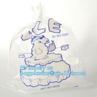 China Disposable Drawstring Ice Bag 20 lb Capacity 2.25 mil Thick LDPE Plastic for sale