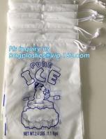 China Disposable Drawstring Ice Bag 20 lb Capacity 2.25 mil Thick LDPE Plastic for sale