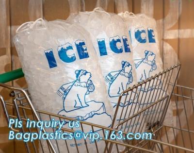 China LDPE Drawstring Ice Cube Bag 2.25 Mil 20 lb Heavy Duty Plastic Pouch for Storage for sale